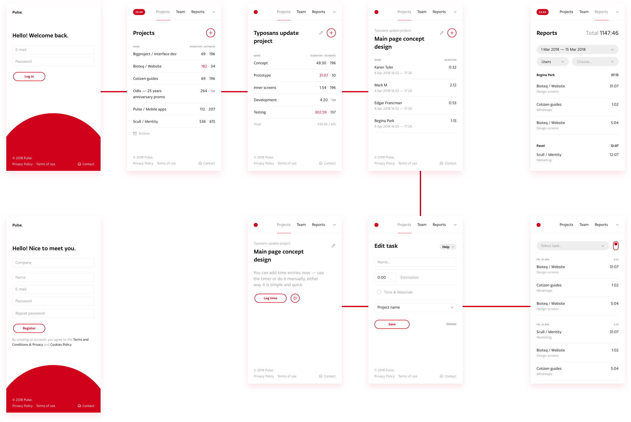 Pulse.red — clean time tracker.