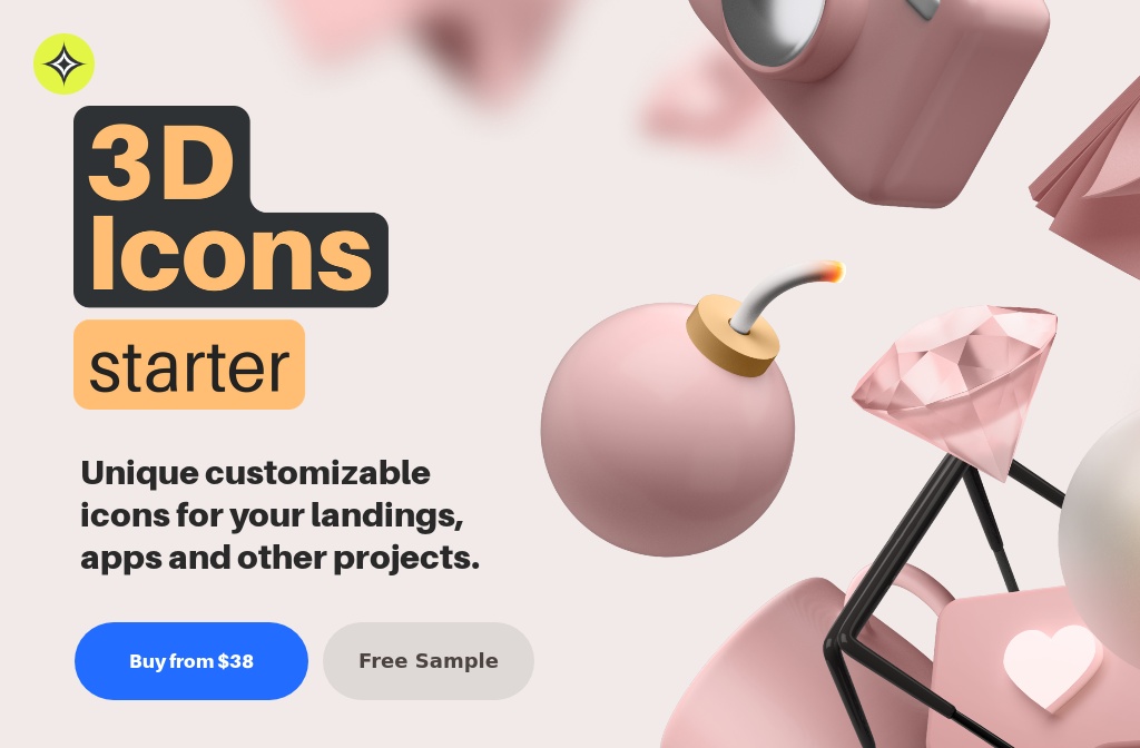 3D icons packs for Designers — Starter