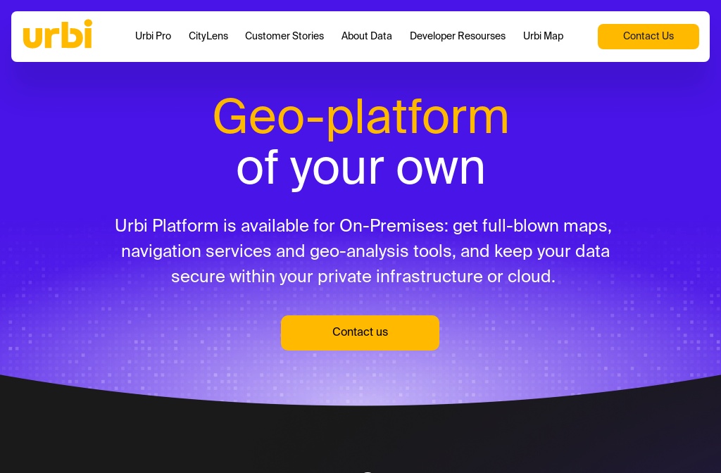 Geo-platform for Measured Decisions — Urbi On-Premises