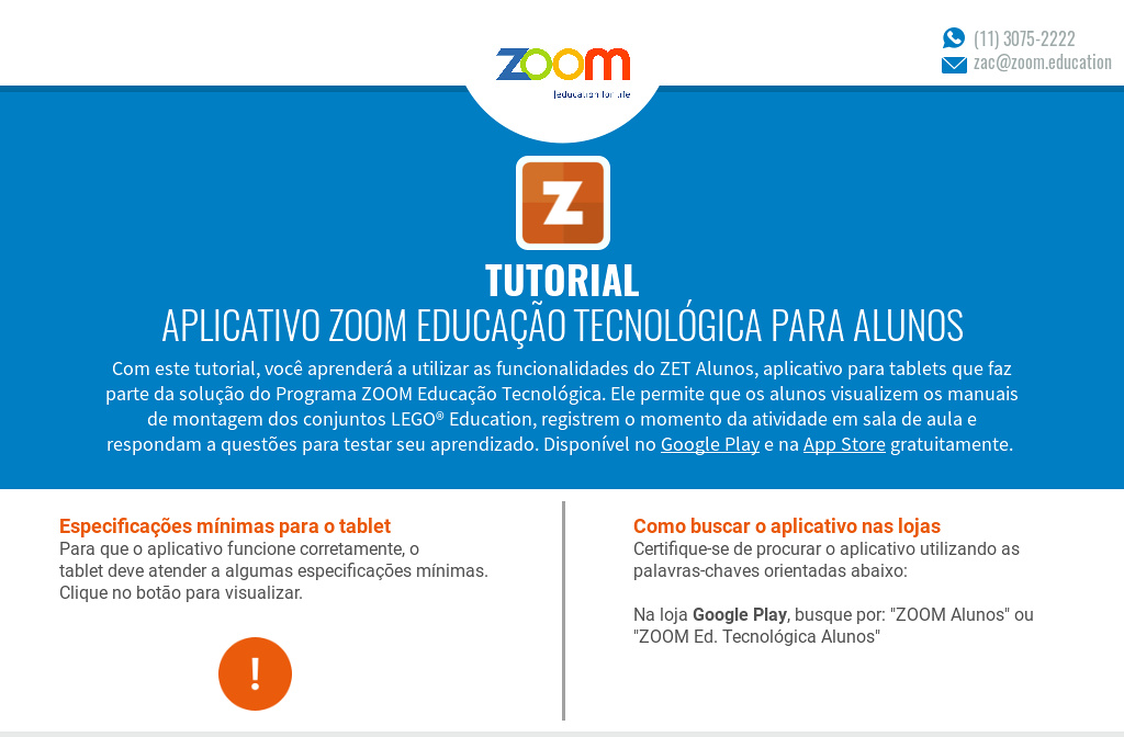Tutorial do aplicativo ZOOM Educação Tecnológica Alunos