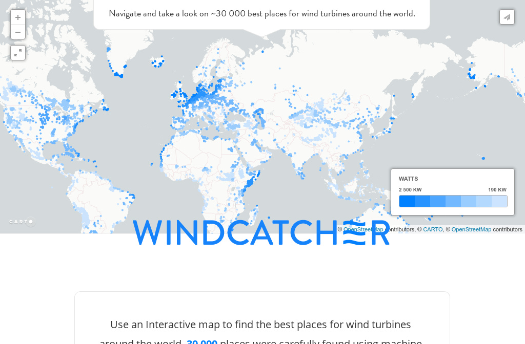 Windcatcher — Interactive map of the best places for wind turbine ...