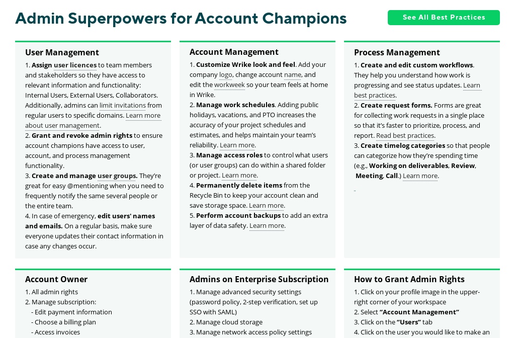 Wrike Best Practices - Admin Superpowers for Account Champions Wrike Best Practices - Admin Superpowers for Account Champions