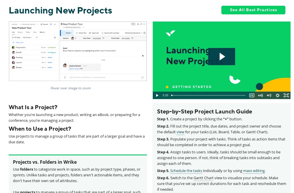 Wrike Best Practices - Launching New Projects