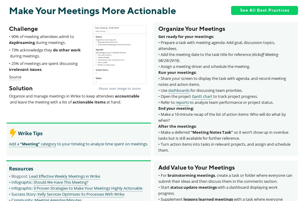Wrike Best Practices - Make Your Meetings More Actionable
