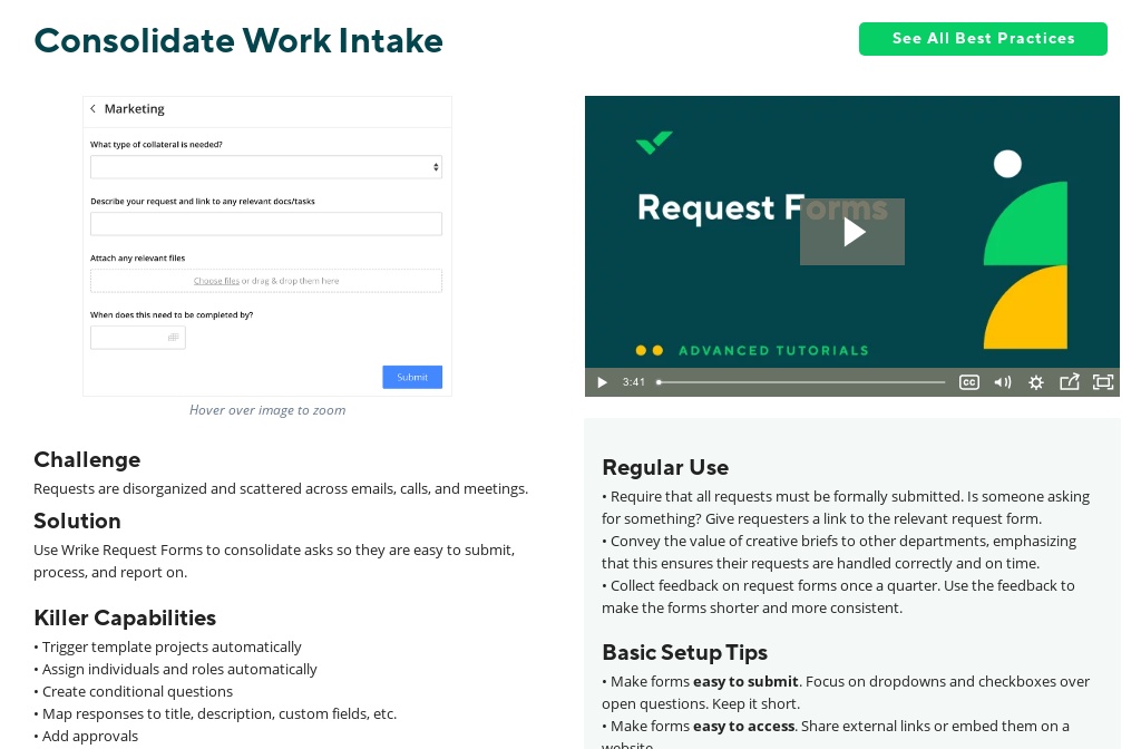 Wrike Best Practices - Consolidate Work Intake