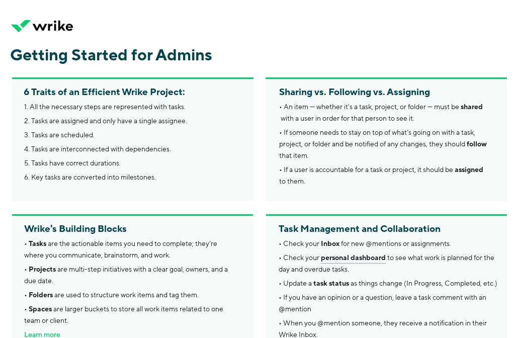 Handout: Getting Started for Admins