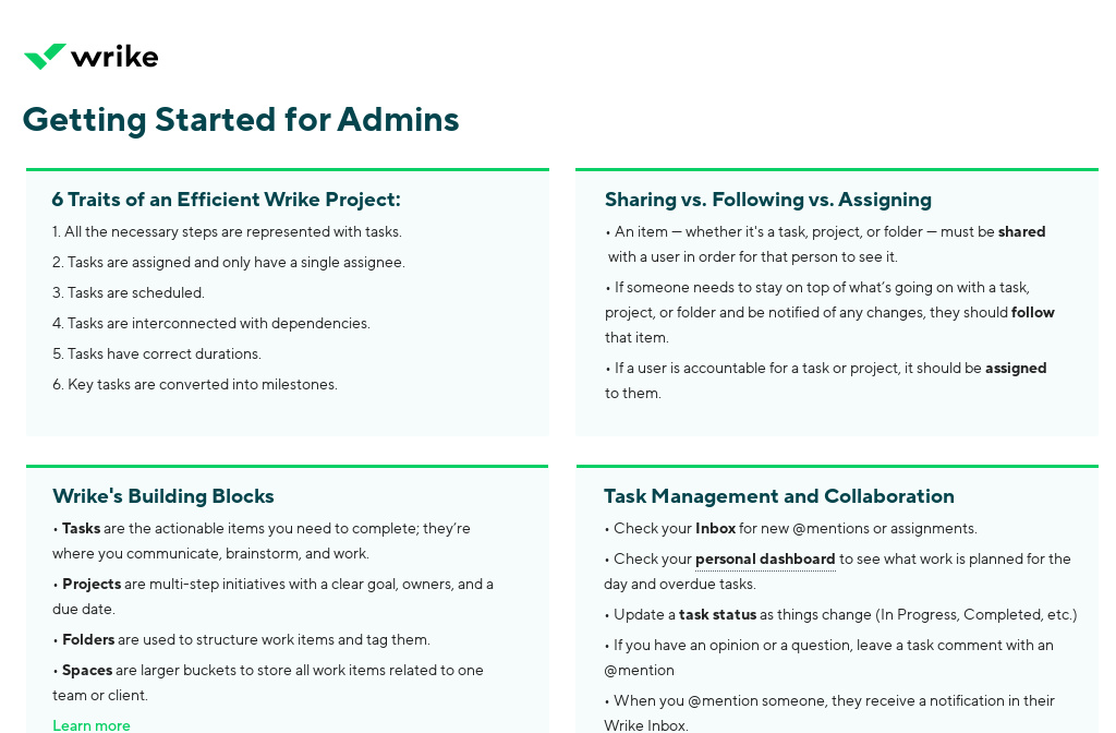 Handout: Getting Started for Admins