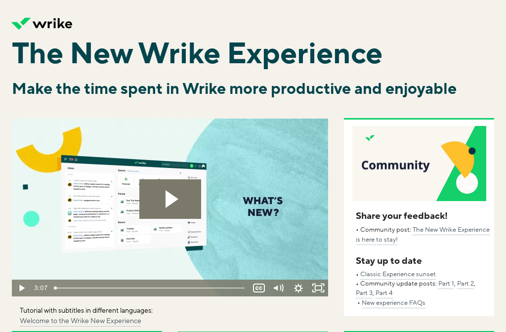 The New Wrike Experience: Useful Resources