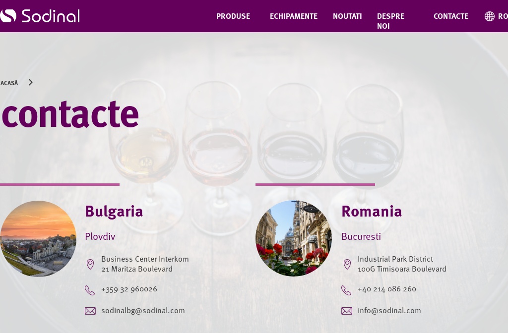 Sodinal - Enologie și vinificație — Contacte