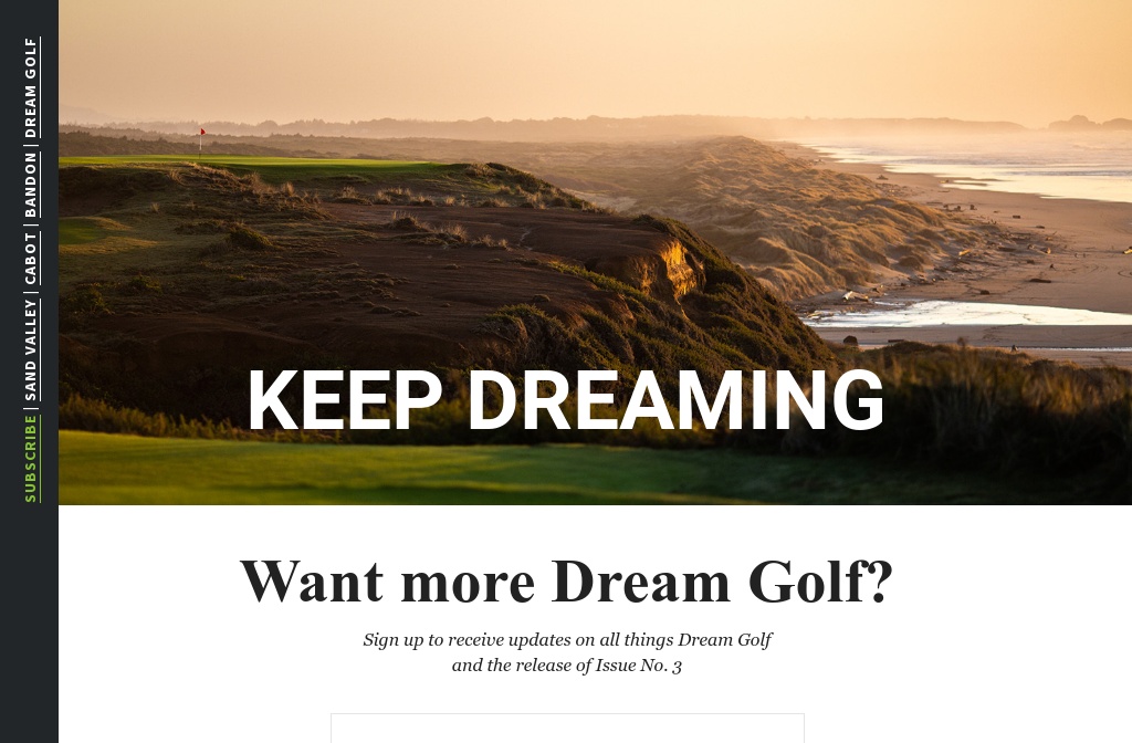 Dream Golf - Subscriber Landing Page