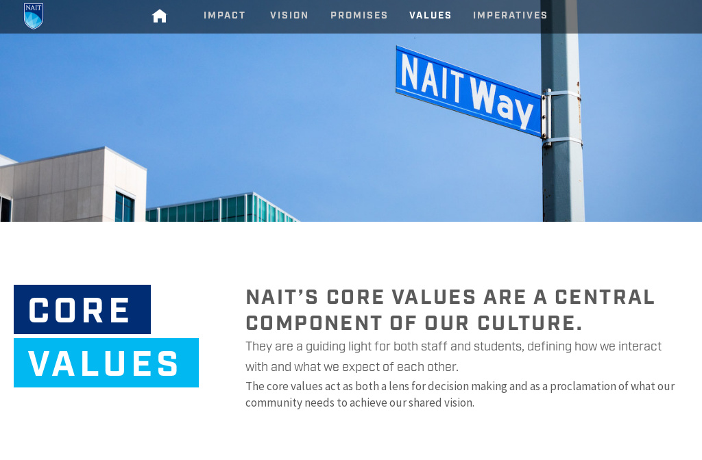 The NAIT Effect - Institutional Strategic Plan — Core Values
