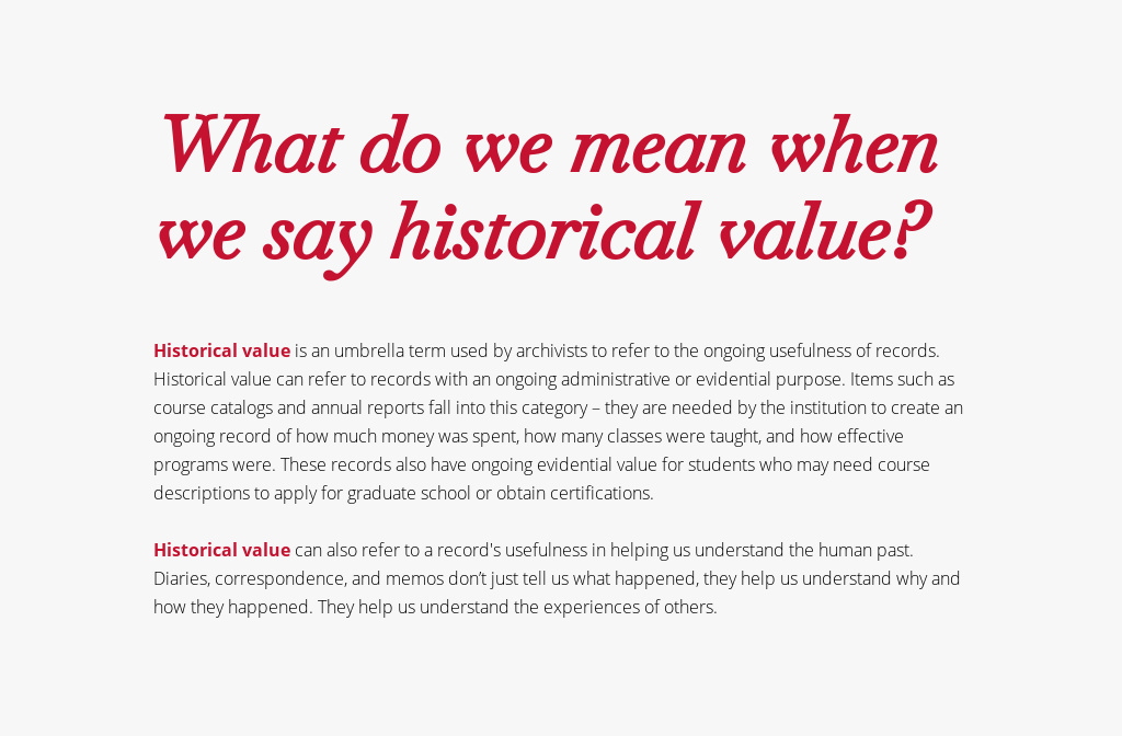 Historical Value Description