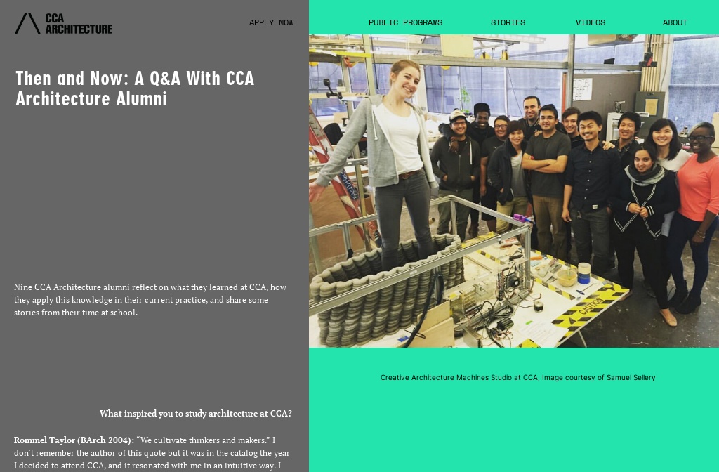SCAFFOLD [CCA ARCHITECTURE DIVISION] — Alumni Reflections
