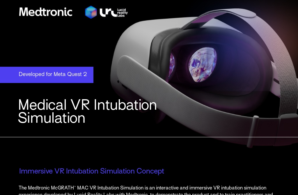 Lucid Reality Labs -Medtronic Medical VR Intubation Simulation