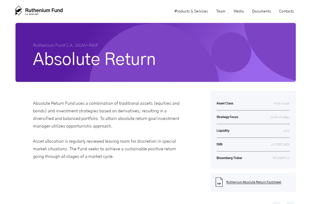 Ruthenium Fund S.A. SICAV-RAIF — Absolute Return