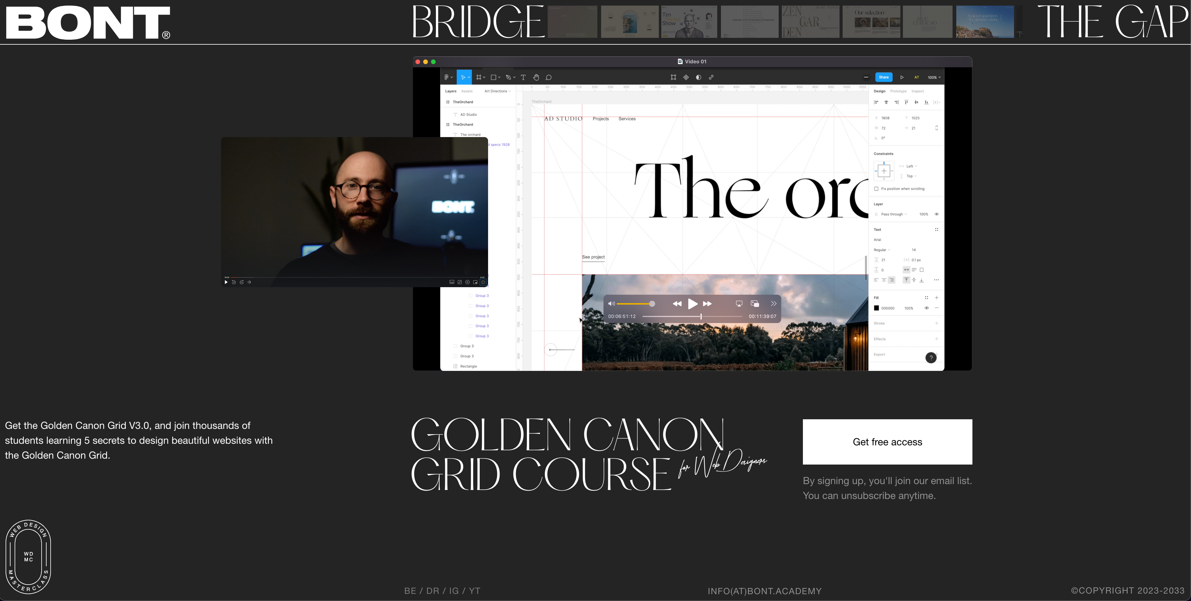 BONT® - Freelance Web Design Academy - V1 — Free Golden Canon Grid course for Web Designers