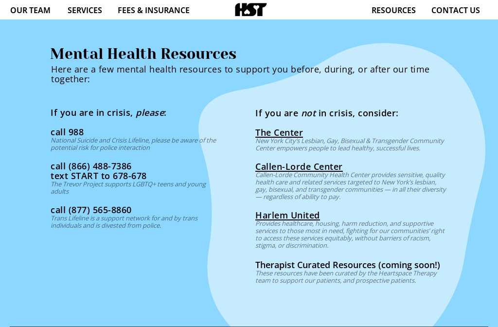 Heartspace Therapy — resources