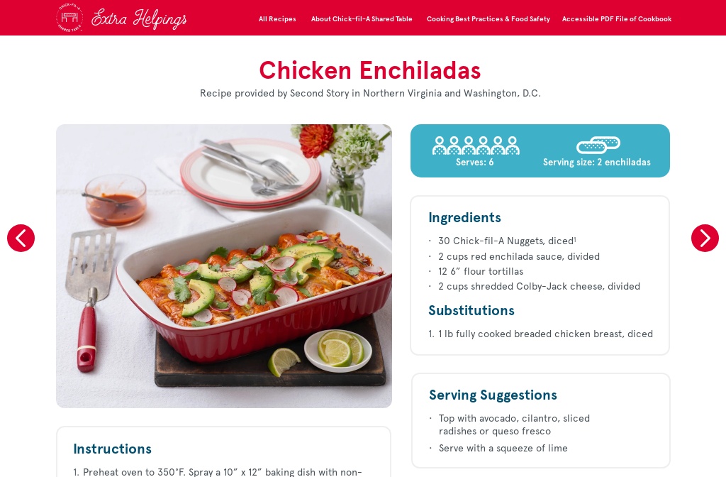 Extra Helpings Cookbook — Chicken Enchiladas