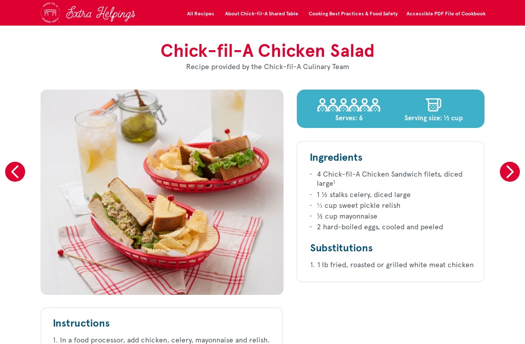 Extra Helpings Cookbook — Chick Fil A Chicken Salad