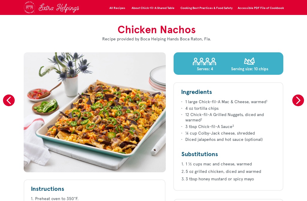 Extra Helpings Cookbook — Chicken Nachos